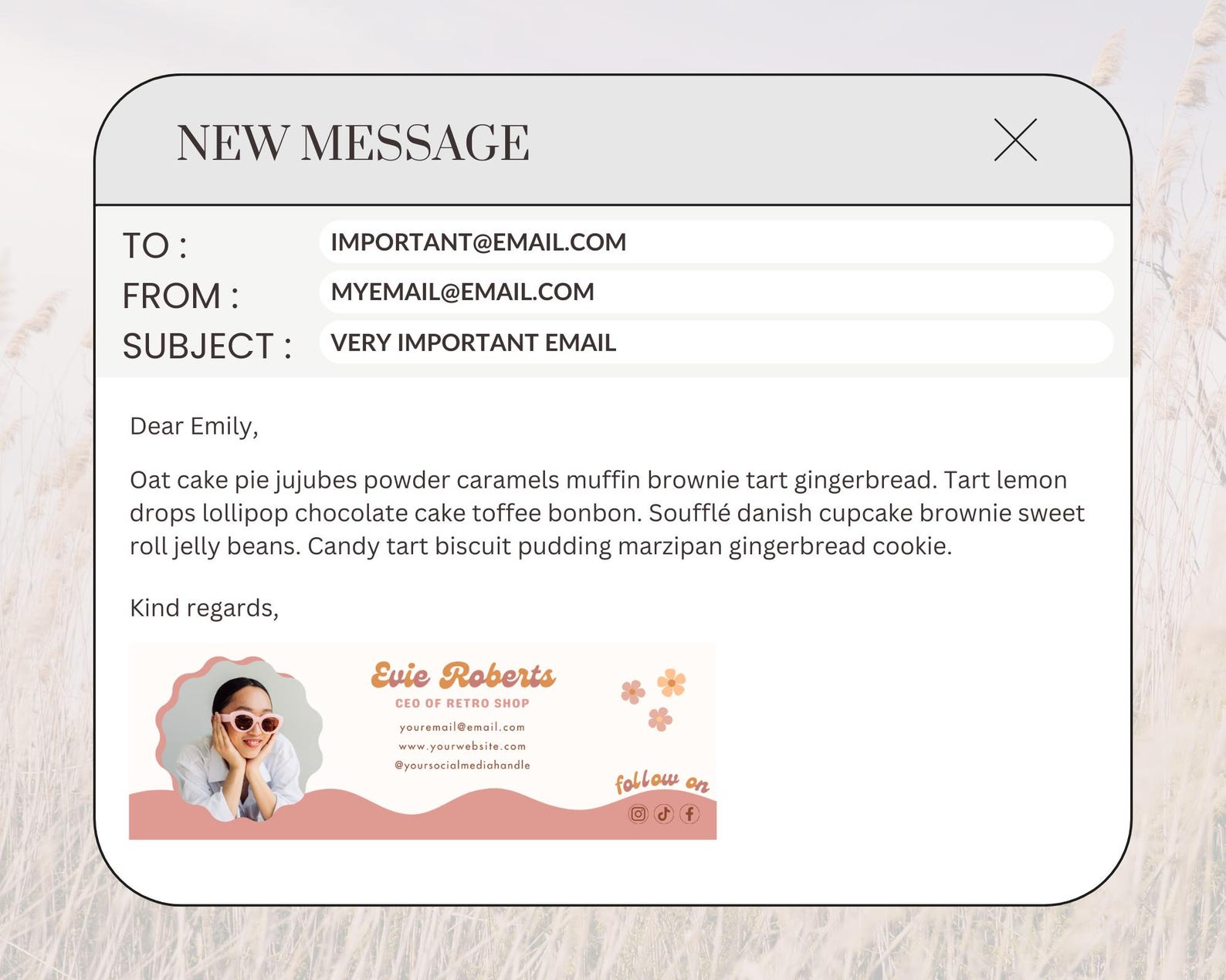 Retro Pink Email Signature Template Canva, Editable Image Signature ...