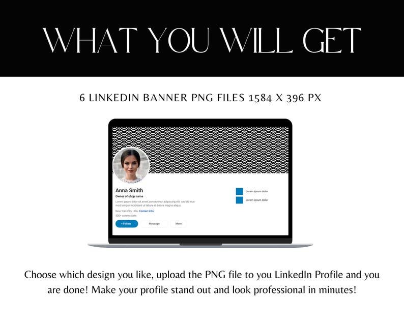 Linkedin Banner, Black and White Linkedin Background, Geometric ...