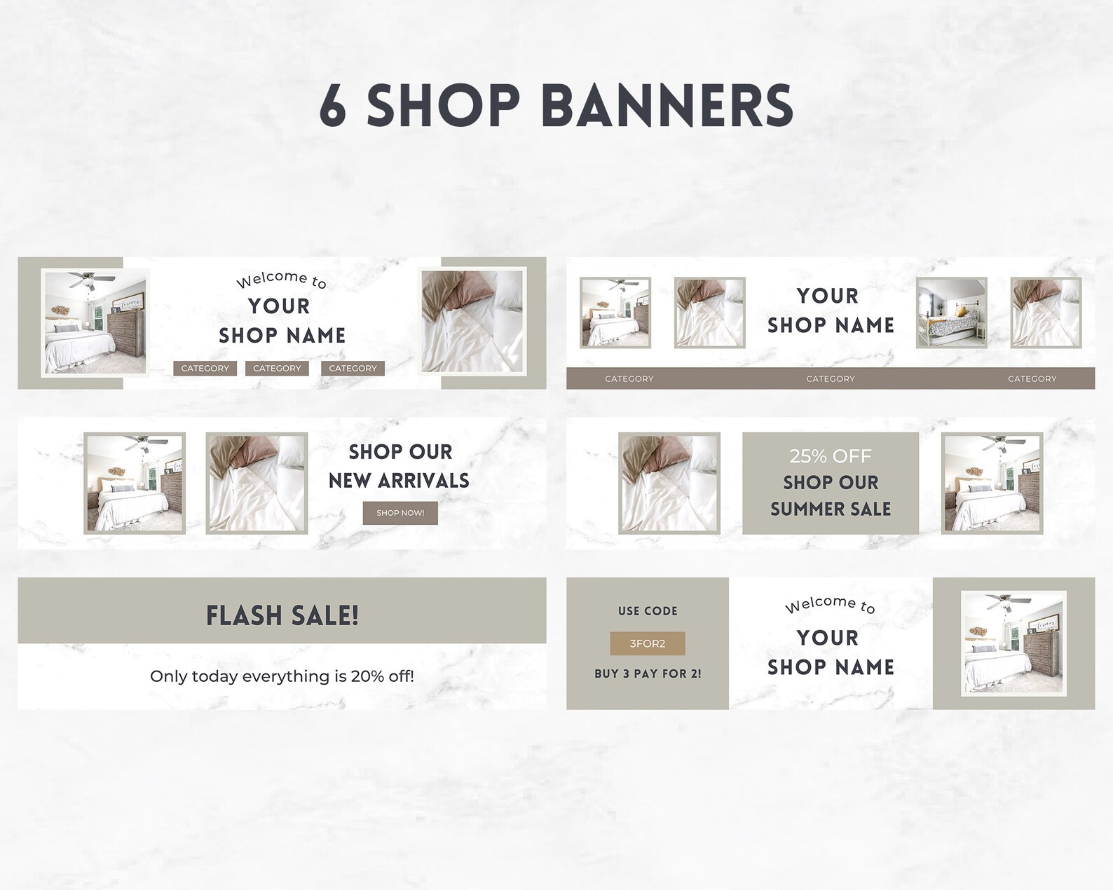 Etsy Banner Template, Scandi Etsy Shop Kit With Listing Photo Templates ...