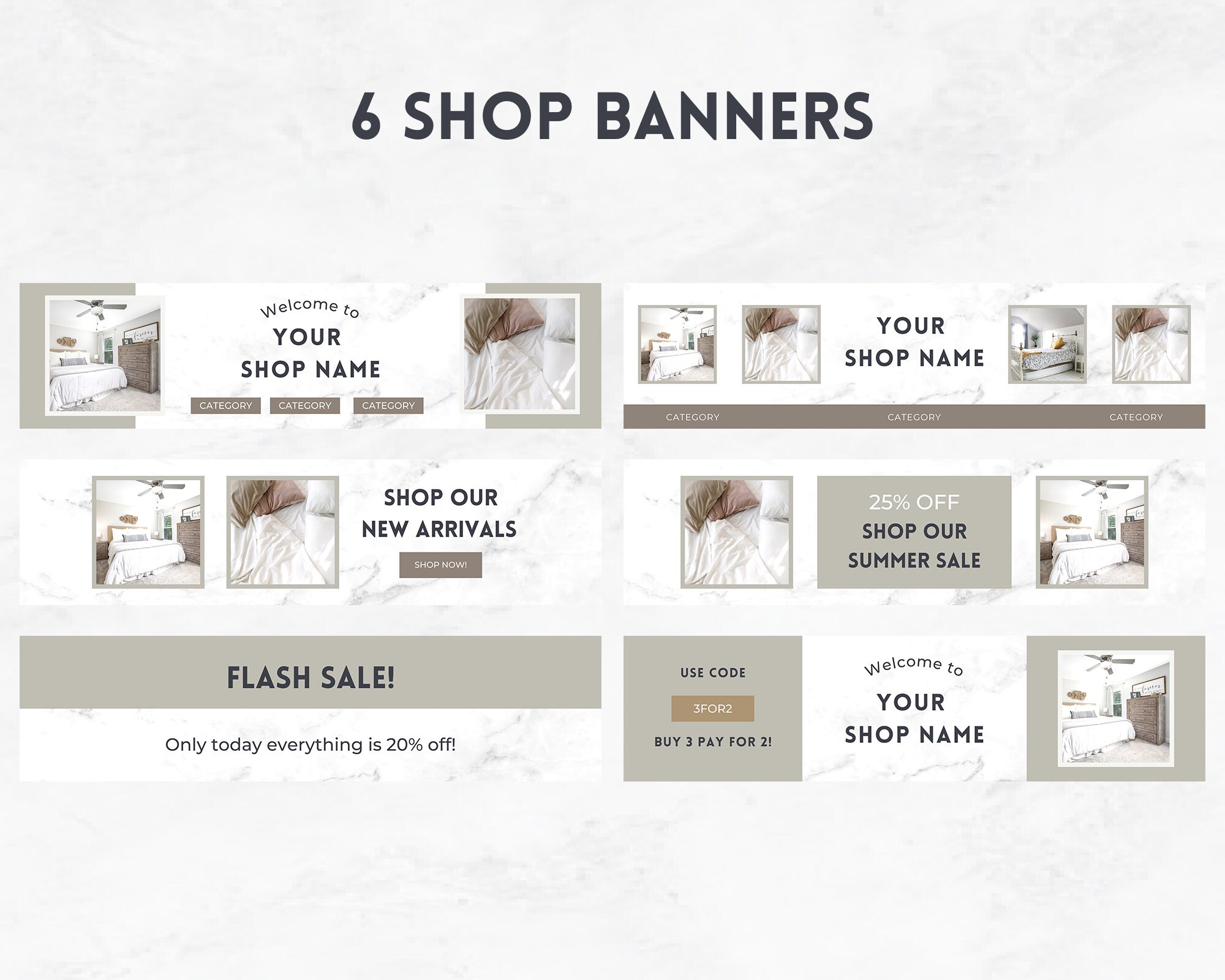Etsy Banner Template, Scandi Etsy Shop Kit With Listing Photo Templates ...