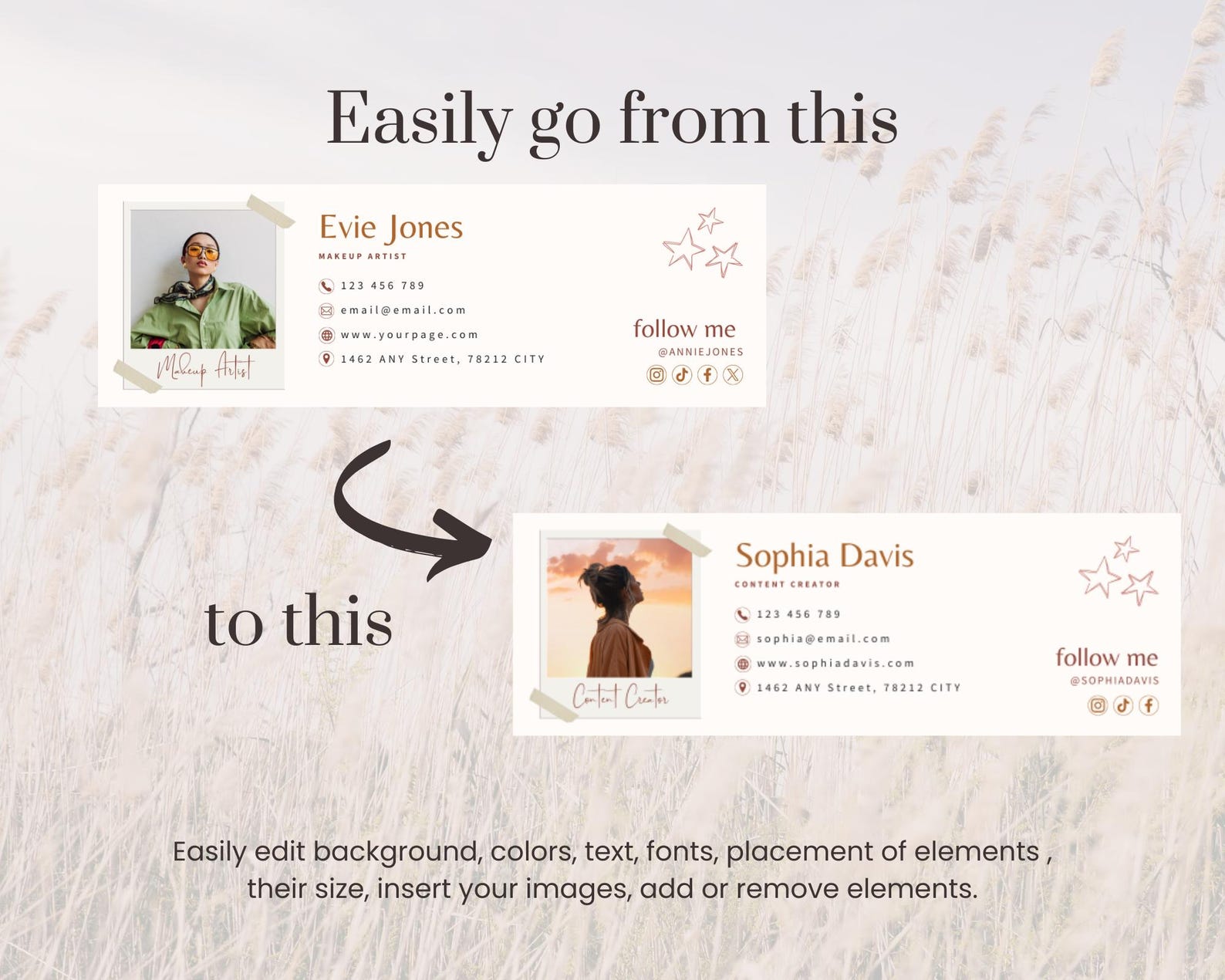 Retro Email Signature Template Canva, Editable Image Signature Template ...