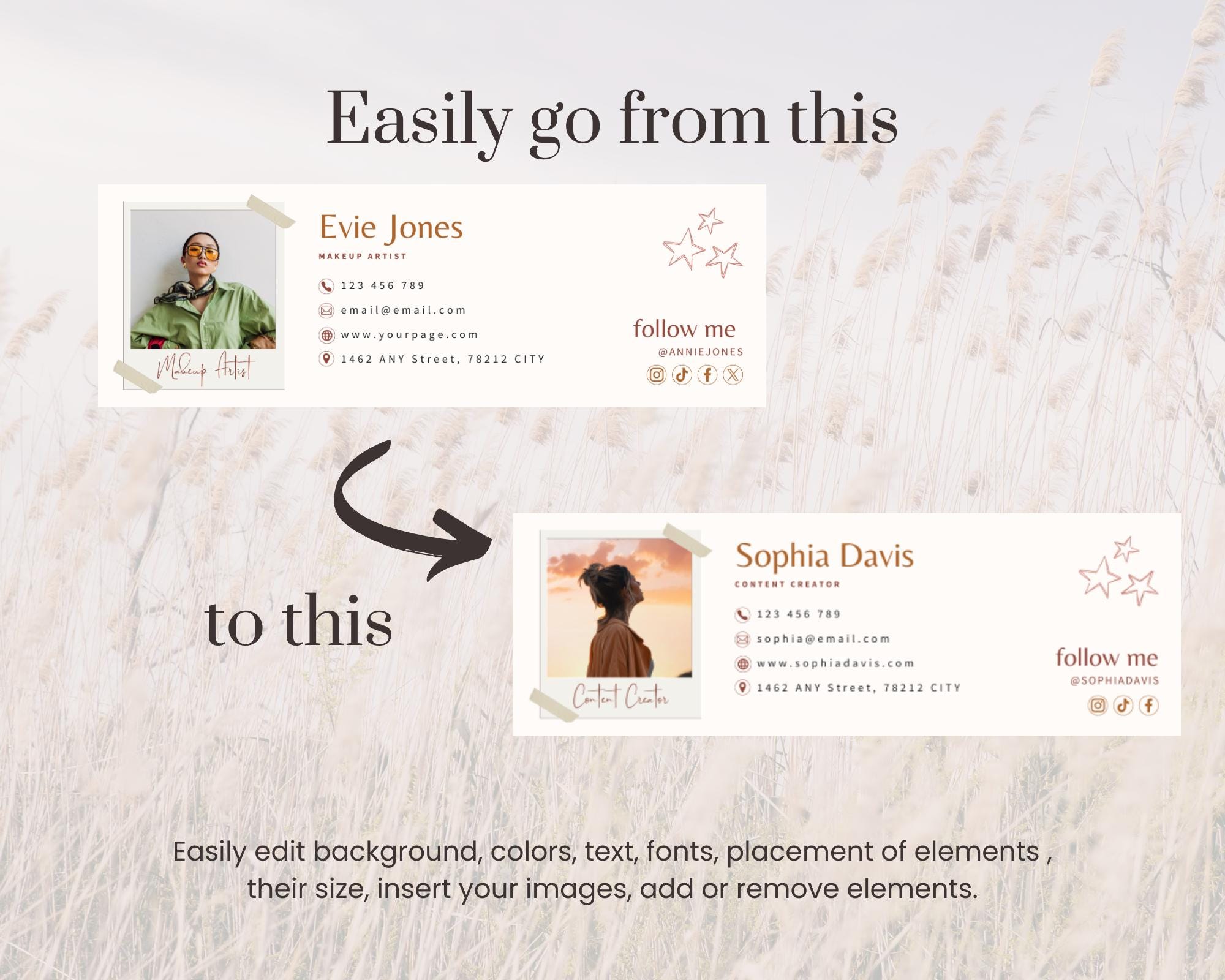 Retro Email Signature Template Canva, Editable Image Signature Template ...