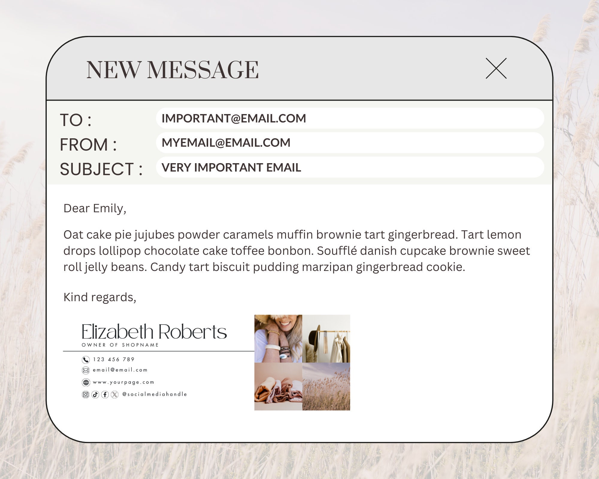 Email Signature Template Canva, Photo Grid Editable Signature Template ...