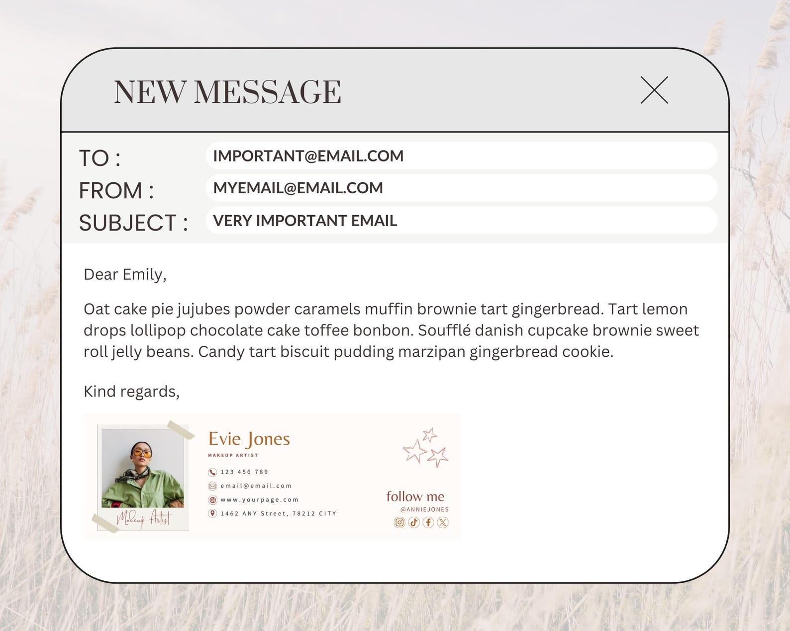 Retro Email Signature Template Canva, Editable Image Signature Template ...