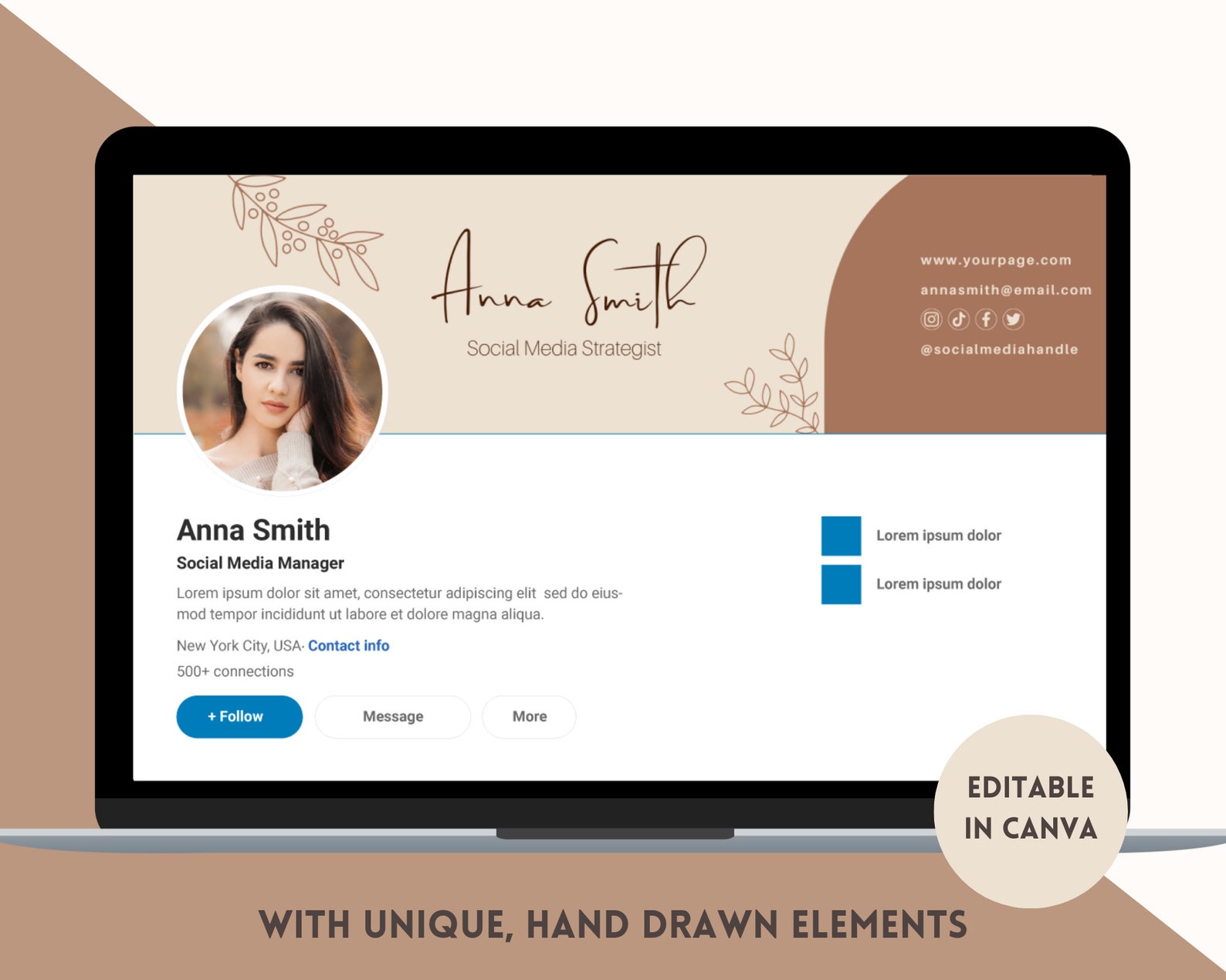 Linkedin Banner, Cozy Linkedin Background, Beige Botanical Linkedin Header, Personal Branding ...