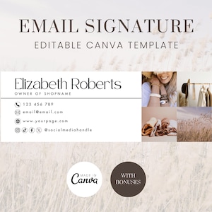 Email Signature Template Canva, Photo Grid Editable Signature Template ...