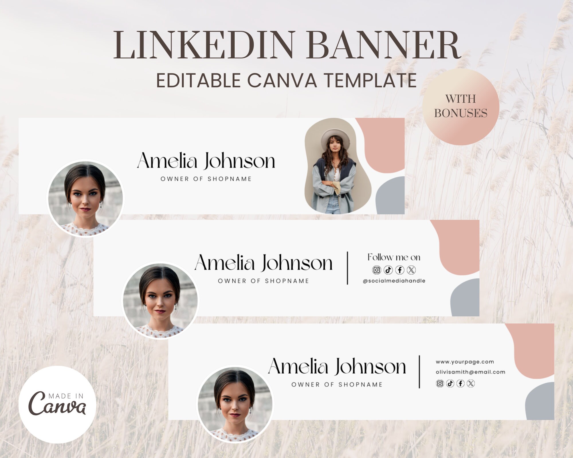 Linkedin Banner, Linkedin Background, Boho Linkedin Header, Personal ...