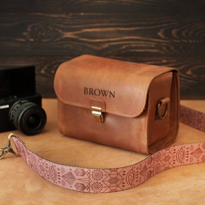 Brown Camera Bag Engraved, Personalized Camera Work Bag for Men & Women ...