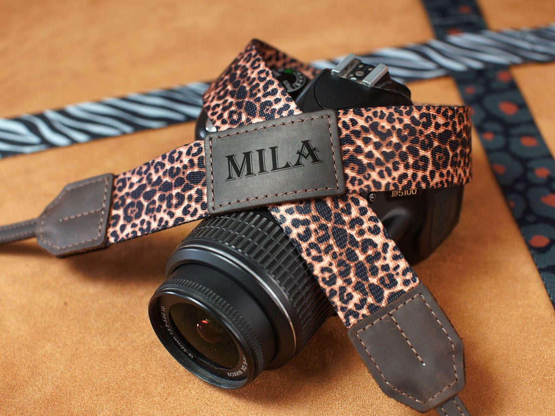 Personalized Leopard Print Camera Strap, Engraved Camera Strap for Her ...