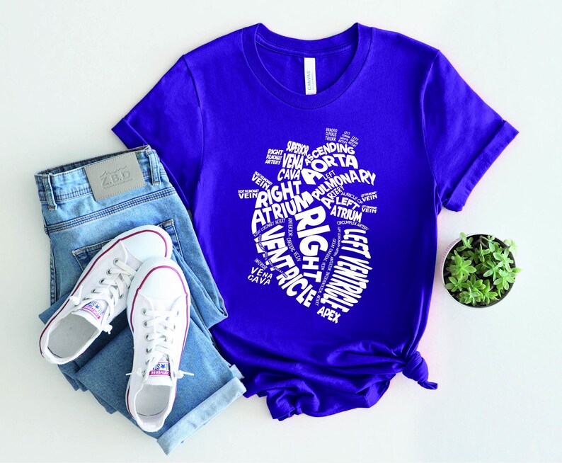 Anatomy Heart T-shirt, Cardiology Student Shirt, Medical Professional ...