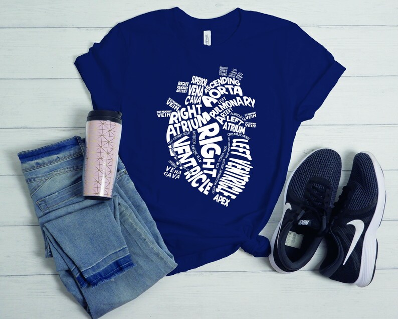Anatomy Heart T-shirt, Cardiology Student Shirt, Medical Professional ...