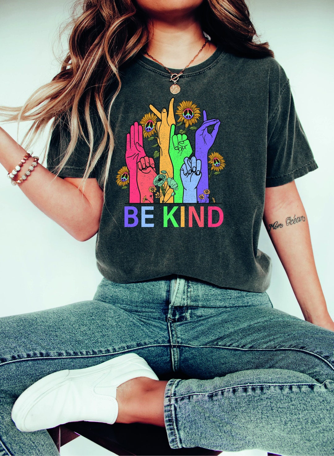 Be Kind Sign Language Shirt, Be Kind Rainbow Shirt, Be Kind T-shirt ...