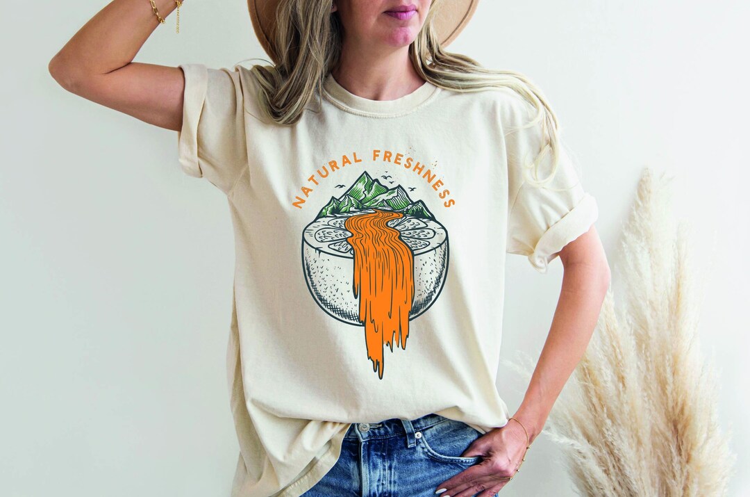 Natural Freshness Art Tshirt, Lemon Juice Tshirt, Mountain Art Orange ...