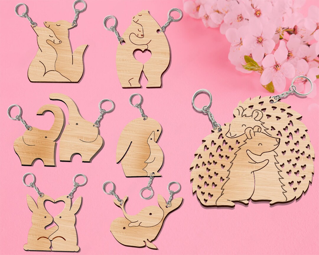 Valentine's Day Couple Keychains Bundle, Matching Keychains Lasercut ...