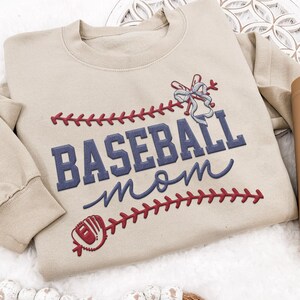 Embroidered Baseball Mom Sweatshirt, Baseball Mom Embroidery Crewneck ...
