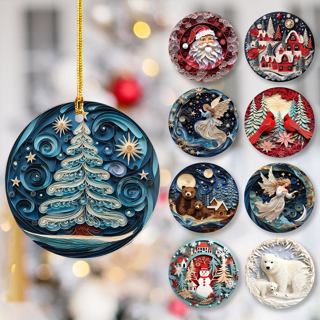 16 Kerst Ronde Ornament Bundel PNG Sublimatie Ontwerpen, Kerst PNG ...