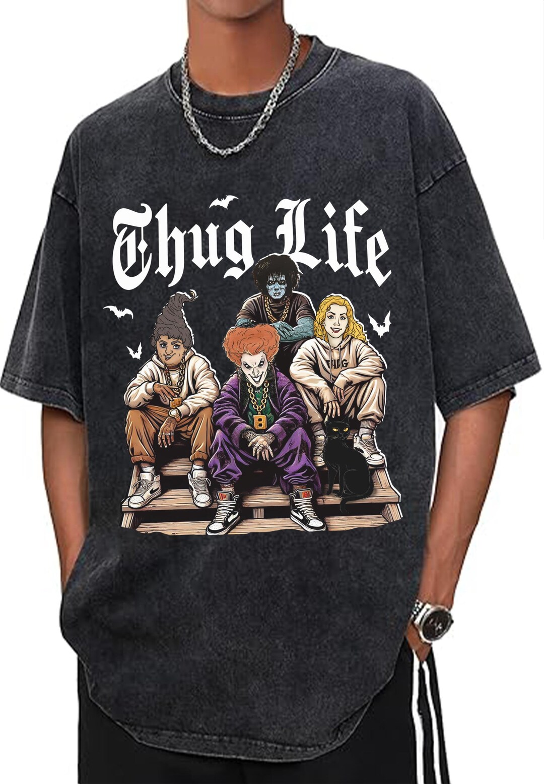 Thug Life Bad Witches Mineral Wash T-shirt, Vintage Disney Hocus Pocus ...