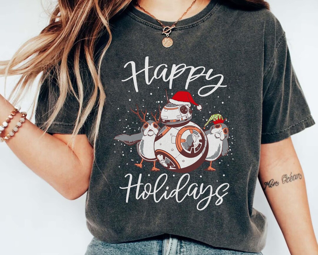 BB-8 Porg Christmas Happy Holidays Shirt, Star Wars Xmas T-shirt ...