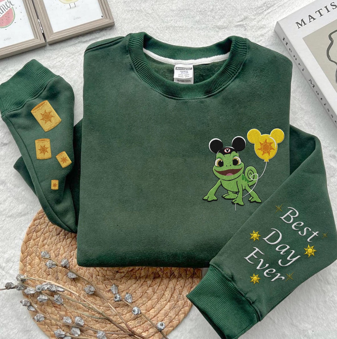 Embroidered Pascal Best Day Ever Sweatshirt, Disney Tangled Sun Lantern ...