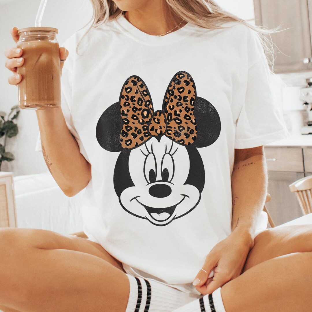 Retro Minnie Mouse Leopard Bow Portrait Comfort Colors Shirt, Minnie ...