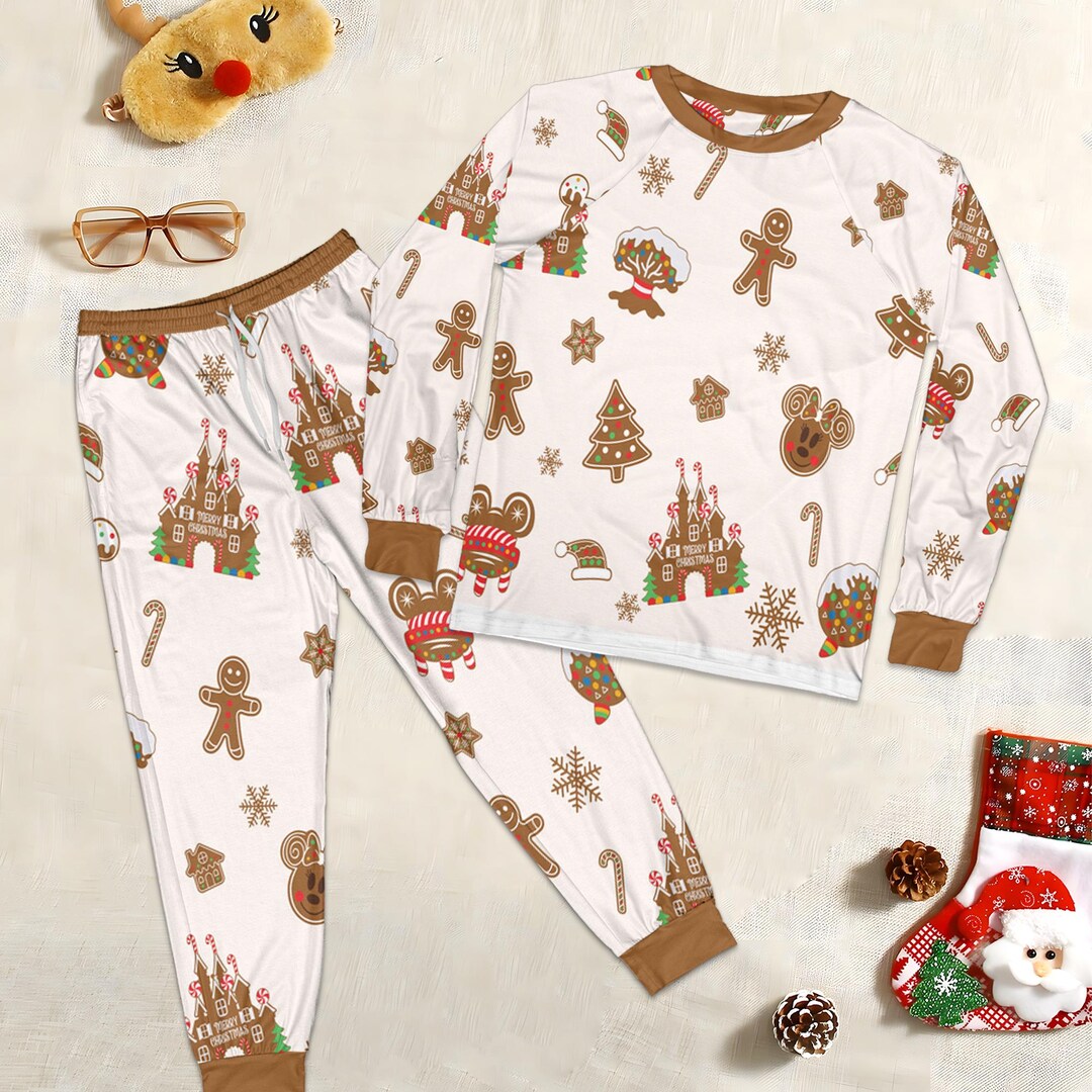 Vintage Mickey Magical Castle Gingerbread Xmas Pajamas Set, Epcot ...