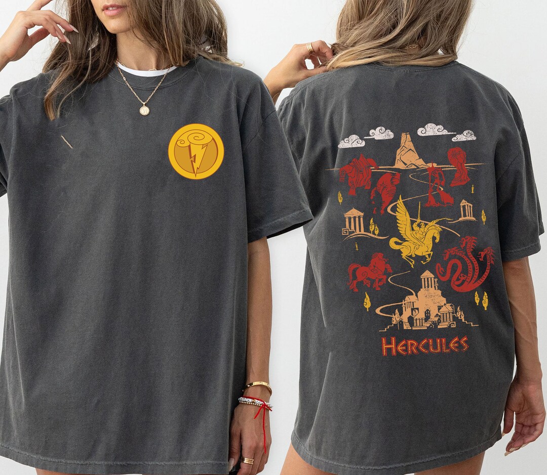 Two Sided Vintage Hercules Symbol of the Gods Titan Map Comfort Colors ...