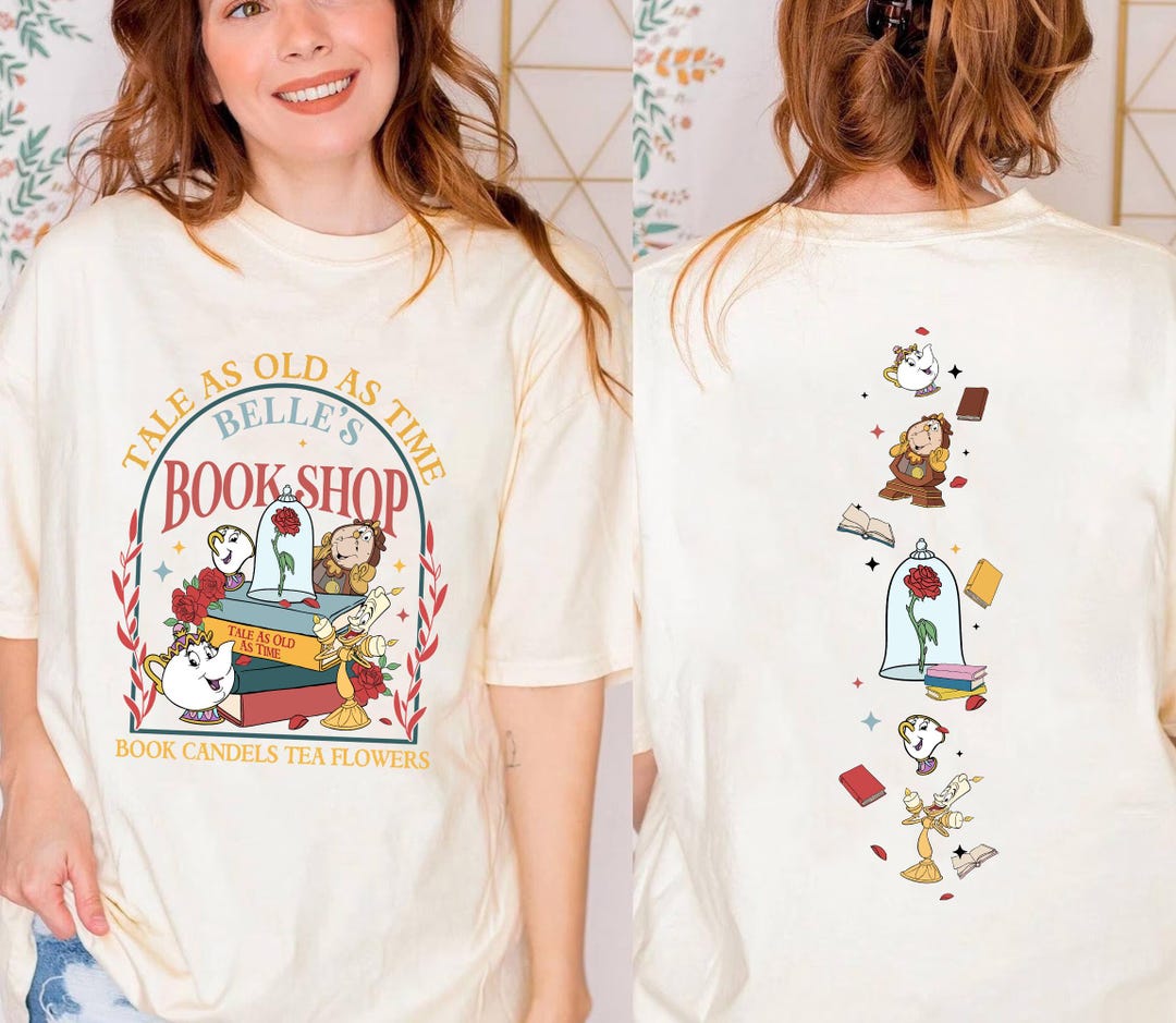 Two Sided Vintage Tale as Old as Time Belle's Book Shop Comfort Colors ...