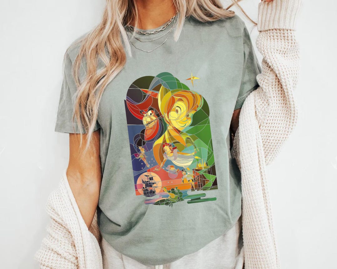 Peter Pan Captain Hook Stained Glass Graphic Comfort Colors Shirt ...