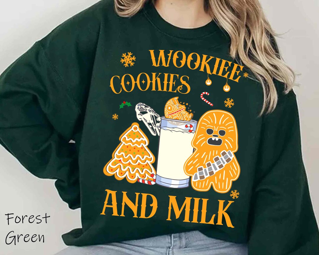 Disney Christmas Wookiee Cookies and Milk Shirt, Star Wars Gingerbread ...