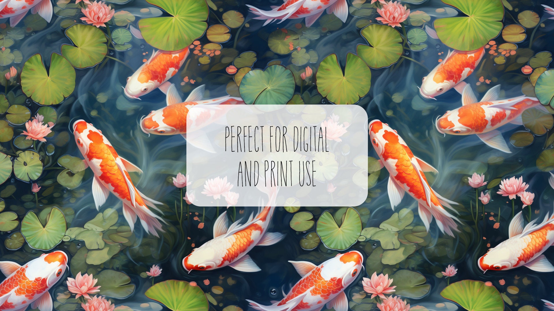 Japanese Goldfish Digital Paper, Seamless Carp Pattern, Seamless ...