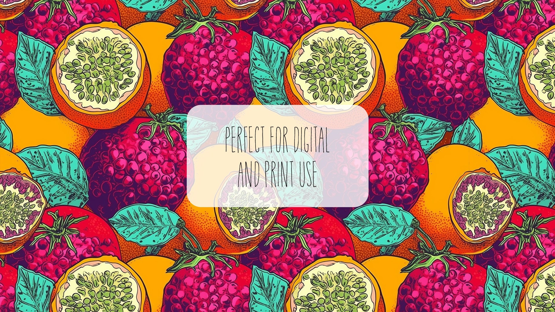 Fruit Pop Art Digital Paper in the Andy Warhol Style, Colorful Seamless ...