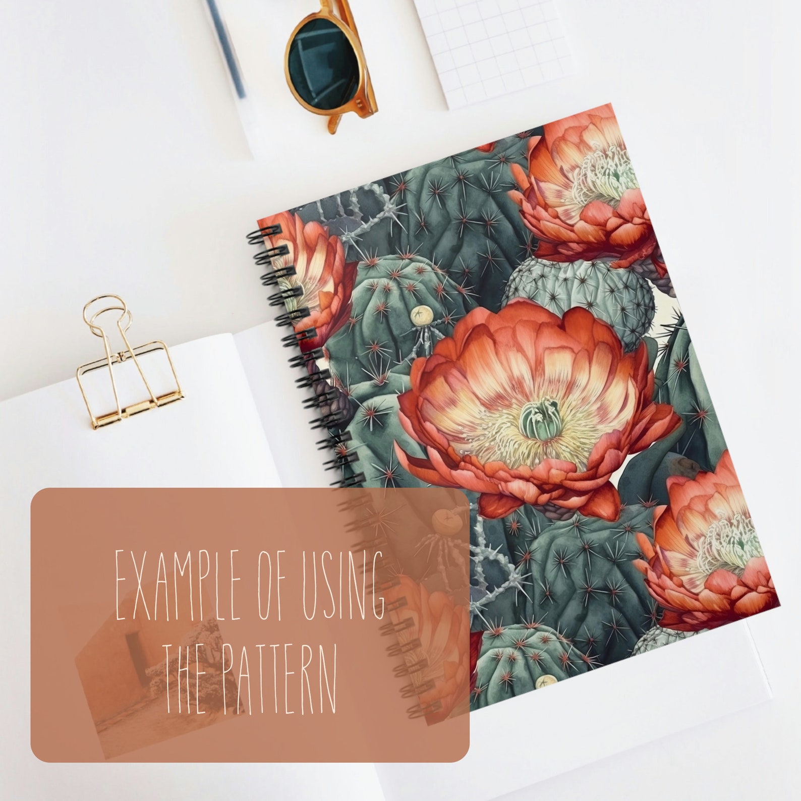 Blooming Cacti Digital Paper, Floral Clipart, Greenery Digital Paper ...