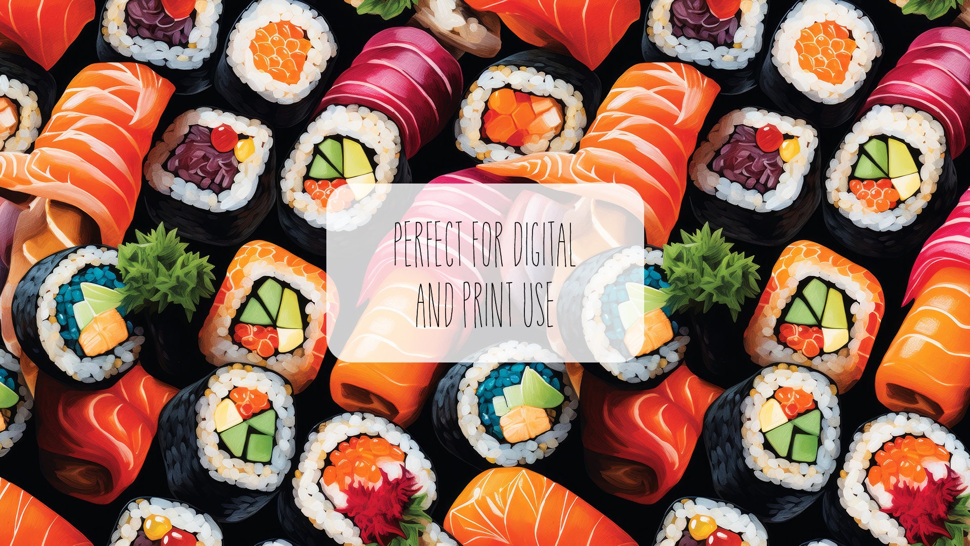 Sushi Seamless Digital Paper, Seamless Japanese Sushi Pattern ...