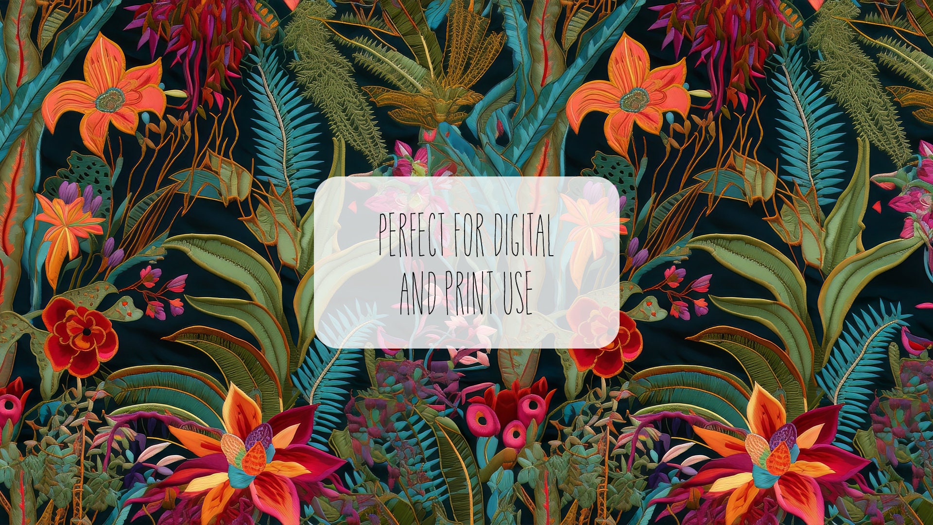 Flower Garden Embroidery Digital Paper, Seamless Flower Embroidery ...