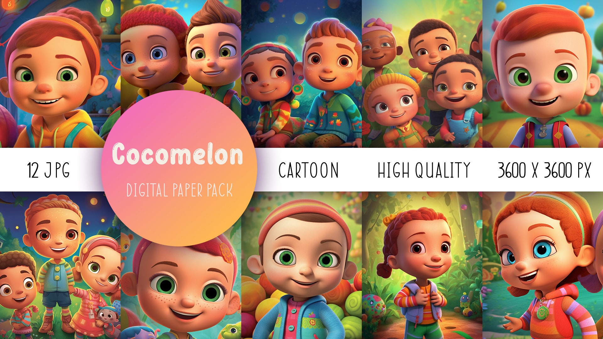 Cocomelon Digital Paper Cocomelon Print Colorful Pictures Etsy Australia