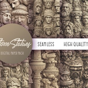 Vintage Stone Statue Digital Paper, Seamless Monument Pattern, Seamless ...