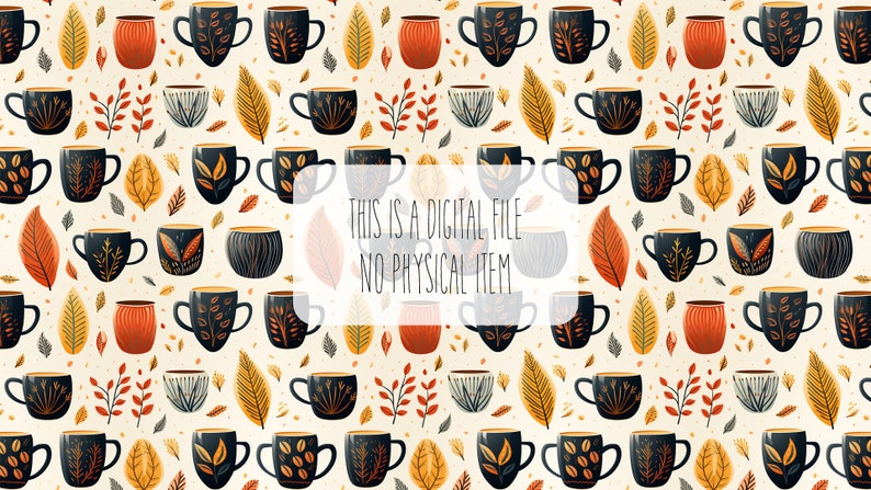 Cozy Fall Mugs Digital Paper, Ceramic Cups Repeating Pattern, Seamless ...