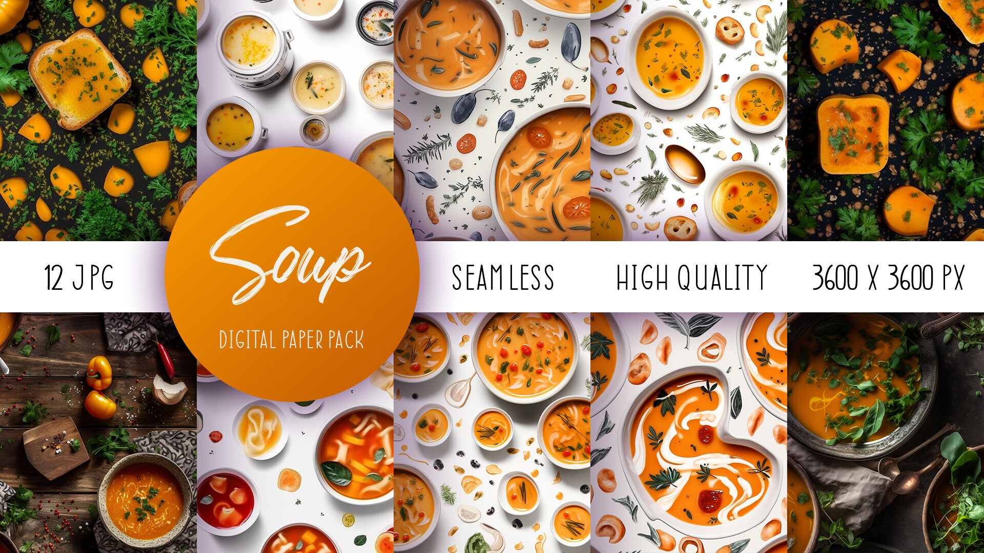 Soup Seamless Digital Paper, Seamless Broth Pattern, Seamless Bisque ...