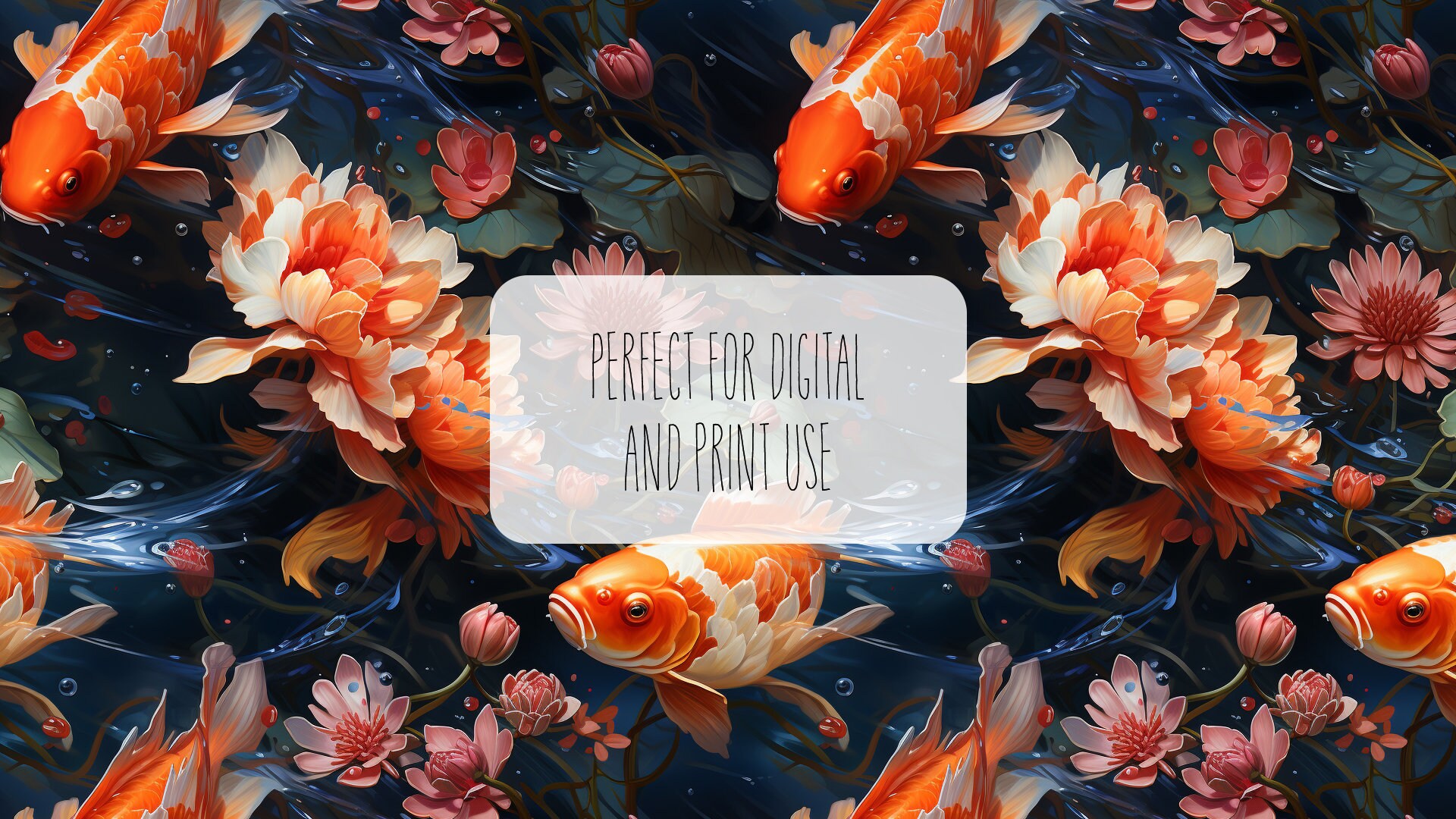 Japanese Goldfish Digital Paper, Seamless Carp Pattern, Seamless ...