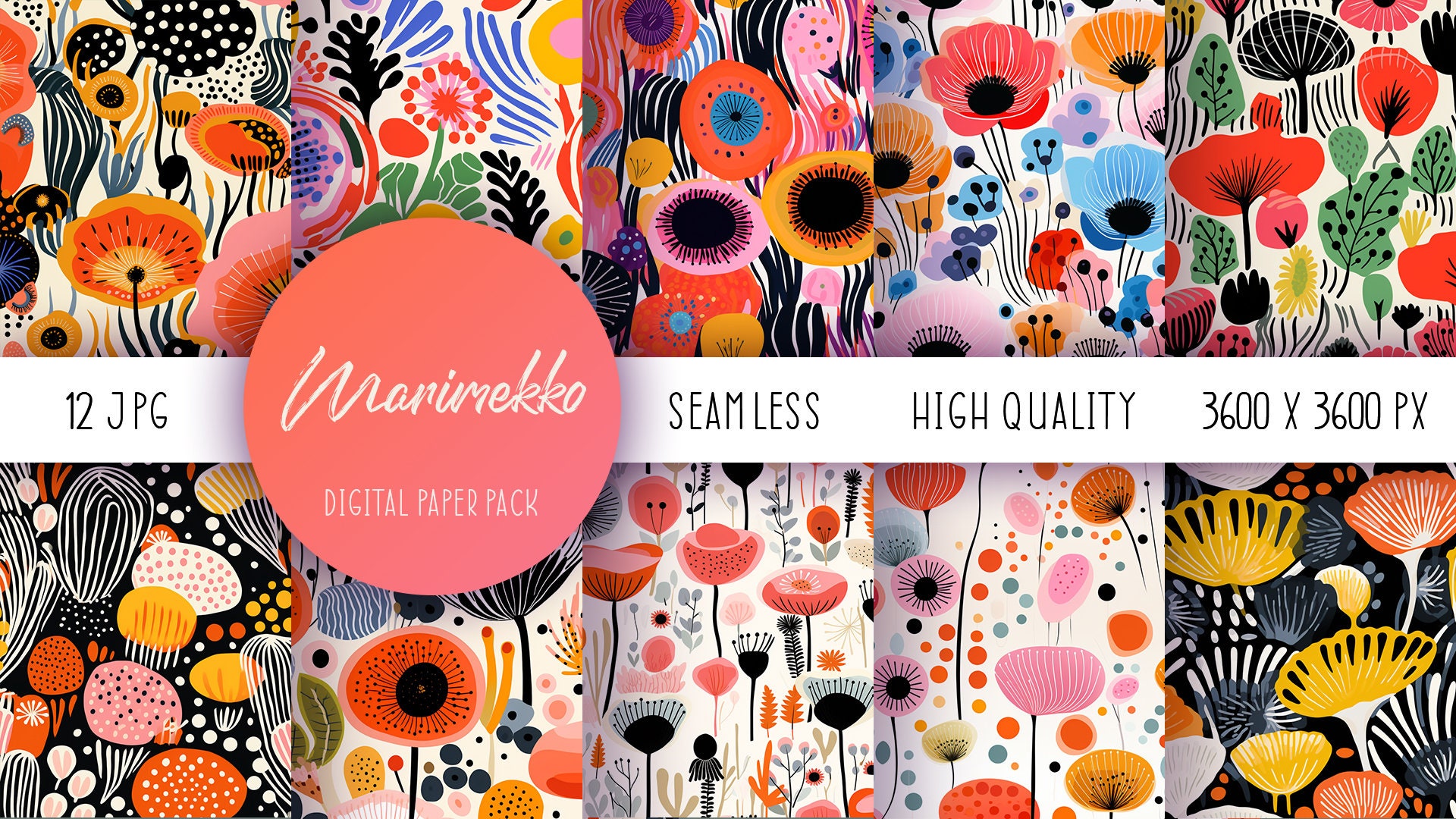 Marimekko Digital Paper, Seamless Abstract Marimekko Pattern, Seamless ...