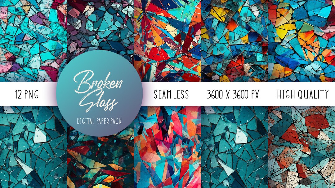 Broken Glass Seamless Digital Paper, Seamless Broken Glass Pattern ...