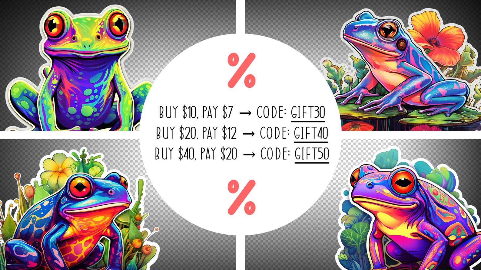Psychedelic Frog Clipart, 10 Transparent Images, 3000 X 3000 PX, Poison ...