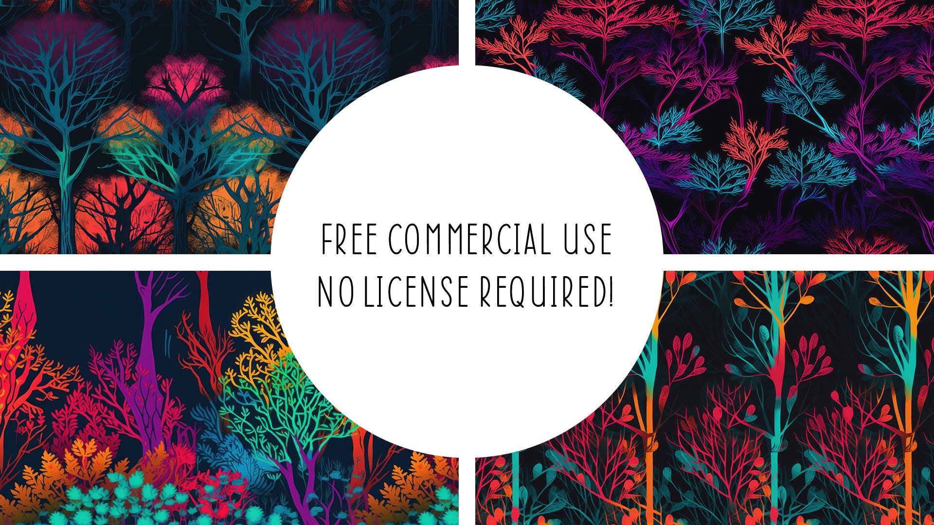 Neon Tree Seamless Digital Paper, Seamless Neon Tree Pattern, Seamless ...