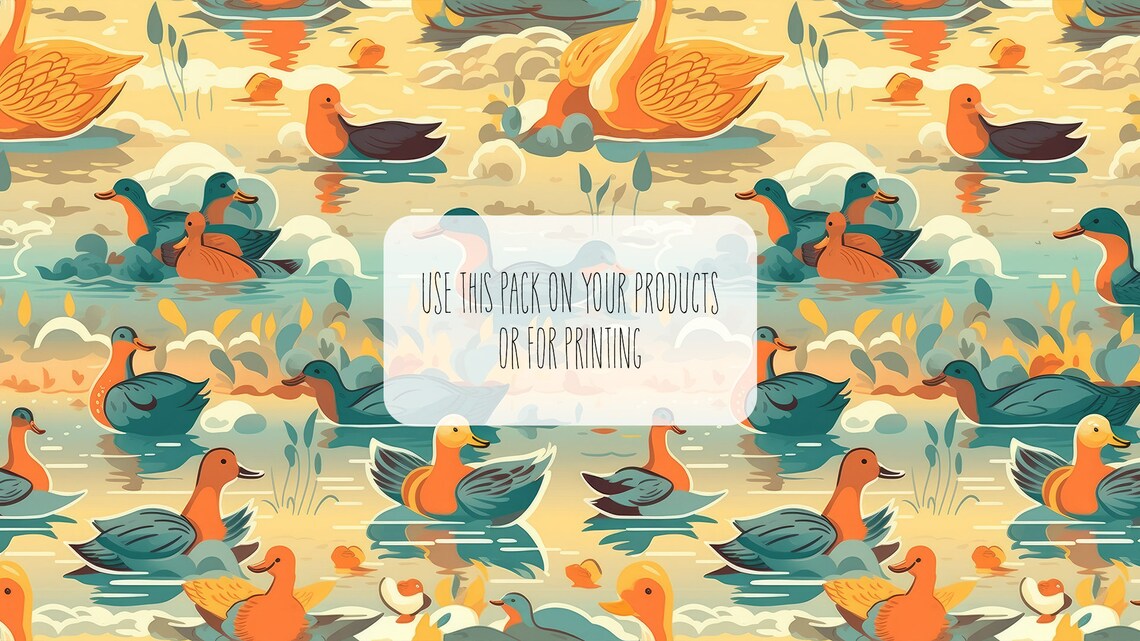 Ducks in the Pond Digital Paper Ducks Clipart Lake Digital - Etsy