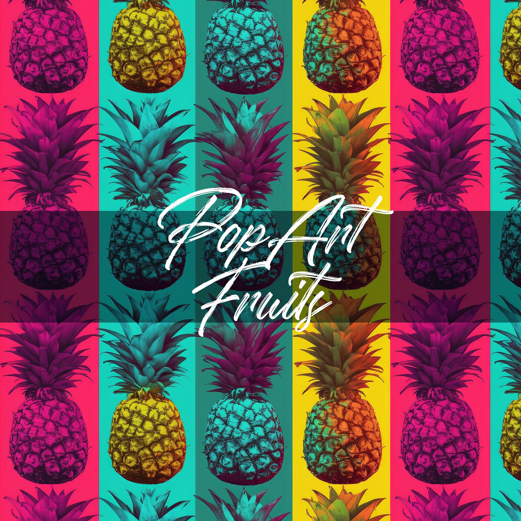 Fruit Pop Art Digital Paper in the Andy Warhol Style, Colorful Seamless Pattern, Seamless ...