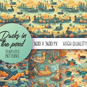Ducks in the Pond Digital Paper Ducks Clipart Lake Digital - Etsy