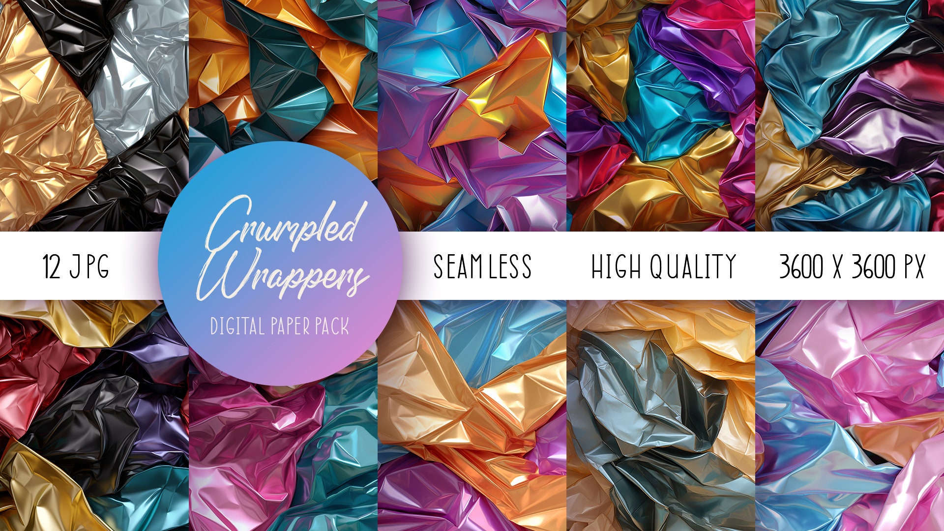 Crumpled Wrappers Seamless Digital Paper, Glossy Wrappers Repeating ...