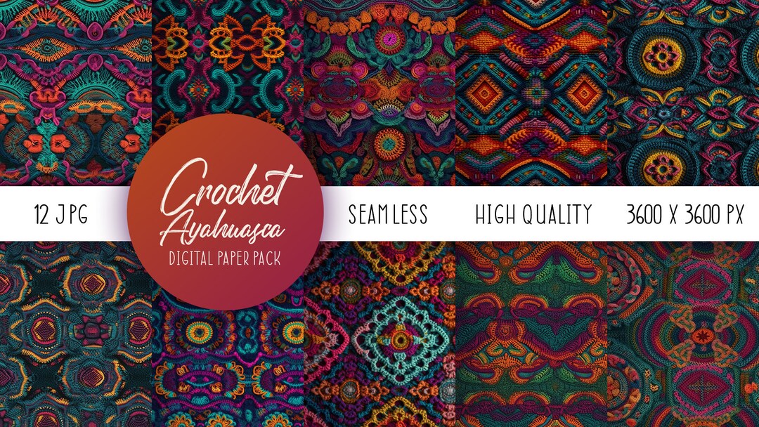 Crochet Ayahuasca Digital Paper, Seamless Ayahuasca Pattern, Seamless ...