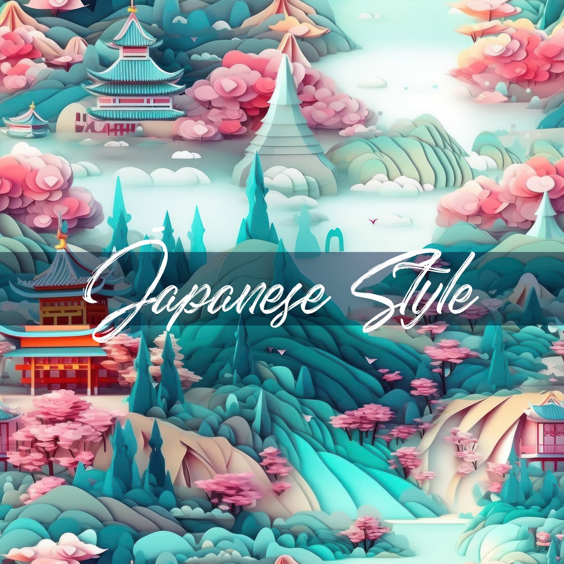 Japanese Style Digital Paper, Japanese Quilling, Seamless Kirigami ...