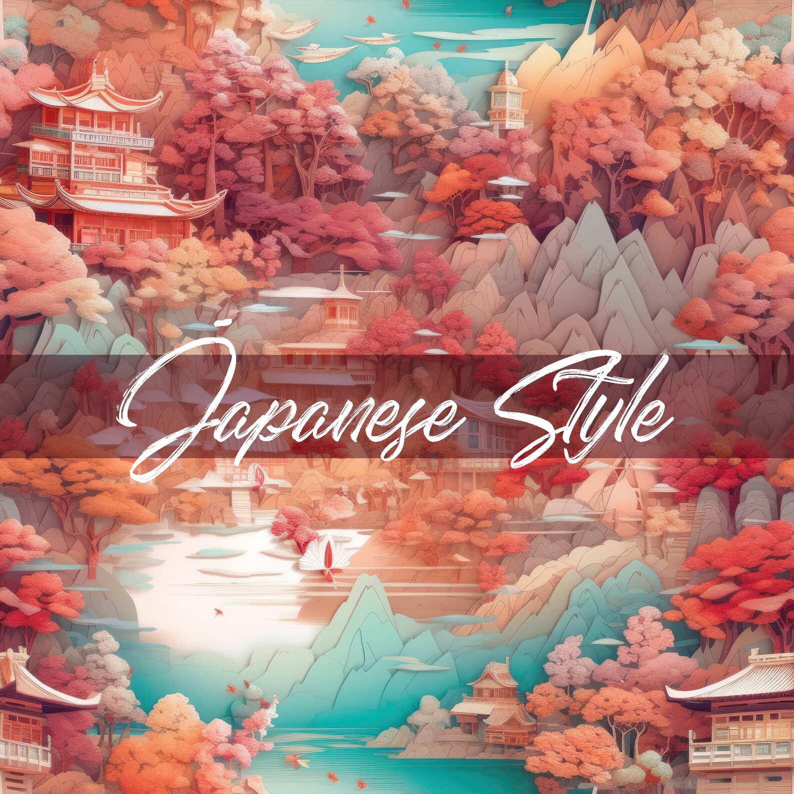 Japanese Style Digital Paper, Japanese Quilling, Seamless Kirigami ...